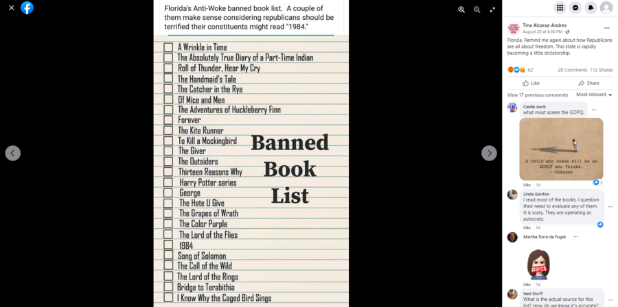Fact Check: This Is NOT Real 'Banned Book List' From Florida | Lead Stories